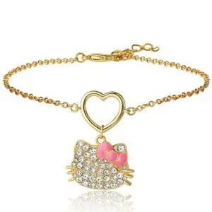 HELLO KITTY Pave Heart Charm Bracelet
