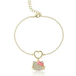 HELLO KITTY Pave Heart Charm Bracelet