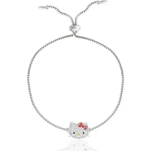 HELLO KITTY Pave Face Lariat Bracelet - Silver