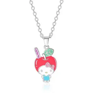 HELLO KITTY Enamel And Crystal Apple Pendant - Silver