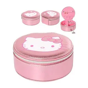 HELLO KITTY Round Zip Around Jewelry Travel Storage - Pink