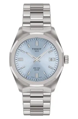 TISSOT Prc 100 Solar Quartz Bracelet Watch - Ice Blue