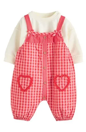 NEXT Seersucker Overall & Bodysuit Set - Red
