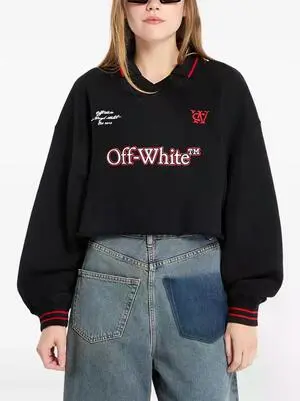 Off-white Collared Sweatshirts Hoodies For Women