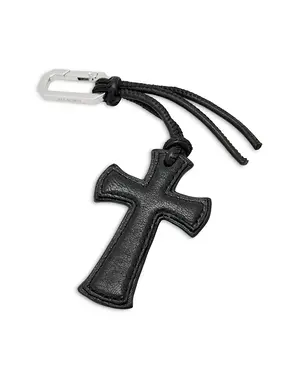 ALLSAINTS Cross Leather Keyring - Black