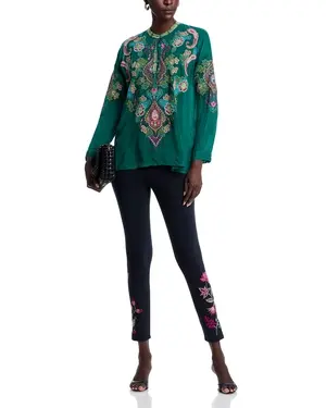 Johnny Was Floral Print Cupro Audrey Top