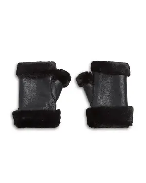Jocelyn Faux Fur Fingerless Gloves - Black