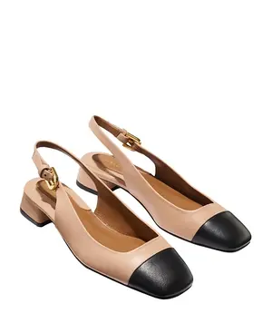 MARGAUX LONNBERG The Cap-toe Darcy Slingback Pumps - Dune And Black Nappa