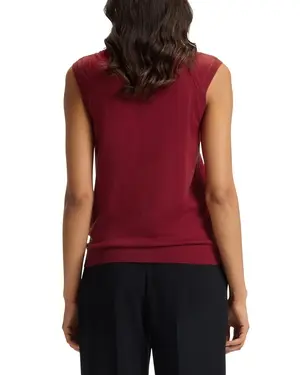 BOSS Wool-blend Sleeveless Mock Neck Sweater - Deep Ruby