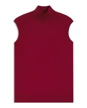 BOSS Wool-blend Sleeveless Mock Neck Sweater - Deep Ruby