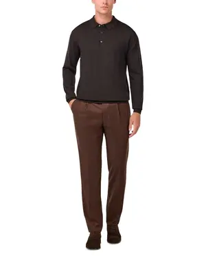 Boggi Milano Extrafine Merino Wool Long Sleeve Knitted Polo Shirt