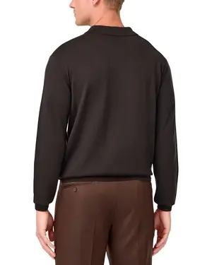 Boggi Milano Extrafine Merino Wool Long Sleeve Knitted Polo Shirt