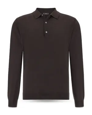 Boggi Milano Extrafine Merino Wool Long Sleeve Knitted Polo Shirt