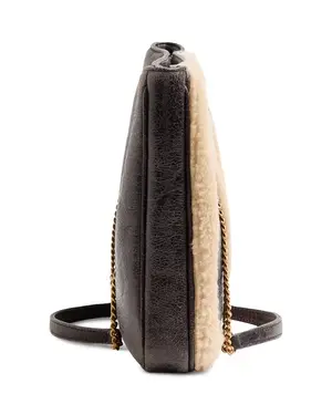 Valentino Garavani Viva Superstar Medium Shearling Shopping Shoulder Bag - Mud