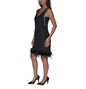 Karl Lagerfeld Paris Feather Trim Shift Dress