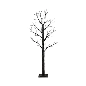 NEARLY NATURAL 5' Pre-lit Artificial Halloween Twig Tree With 360 Orange & Purple Led Lights