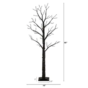 NEARLY NATURAL 5' Pre-lit Artificial Halloween Twig Tree With 360 Orange & Purple Led Lights