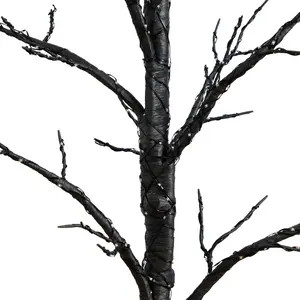 NEARLY NATURAL 5' Pre-lit Artificial Halloween Twig Tree With 360 Orange & Purple Led Lights