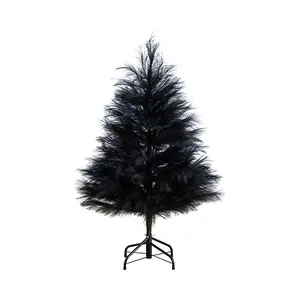 NEARLY NATURAL 4' Artificial Halloween Pampas Grass Christmas Tree - Black