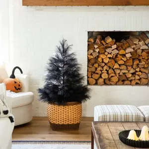 NEARLY NATURAL 4' Artificial Halloween Pampas Grass Christmas Tree