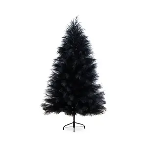 NEARLY NATURAL 6' Artificial Halloween Pampas Grass Christmas Tree - Black
