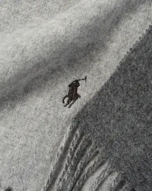 Polo Ralph Lauren Wool Cashmere Blend Double Sided Scarf - Med Grey