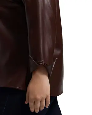Foxcroft Agnes Faux Leather Shirt - Chicory Coffee