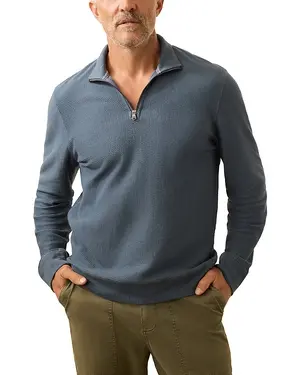 Faherty Brand Textured Knit Quarter Zip Sweater - Breaker Blue