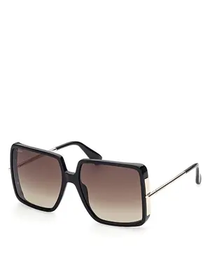 Max Mara Malibu4 Square Sunglasses, 58mm - Black/brown