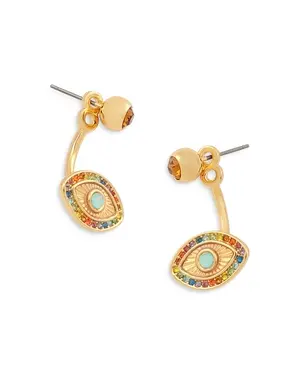 Kurt Geiger Signature Rainbow Evil Eye Barbell Front To Back Earrings
