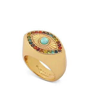Kurt Geiger Signature Rainbow Evil Eye Cocktail Ring - Multi/gold