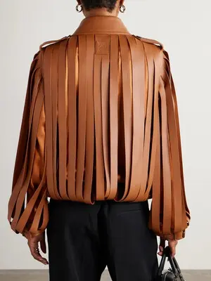 Loewe Layered Cutout Leather And Silk-satin Jacket