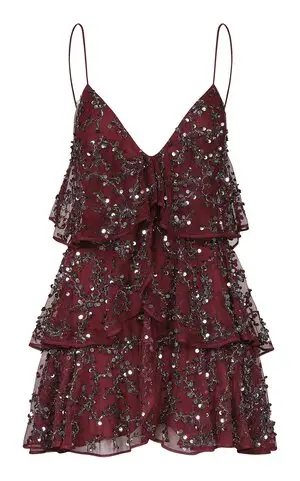 Johanna Ortiz Embellished Chiffon Mini Dress - Multi