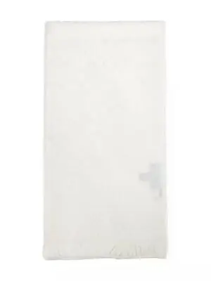 Tagliatore Jacquard Fringed Scarf - White