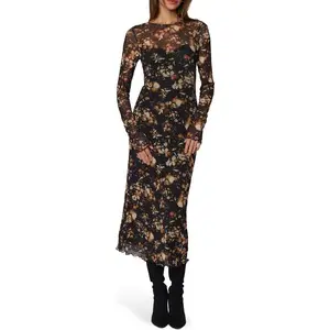 Long Sleeve Floral Midi Dresses