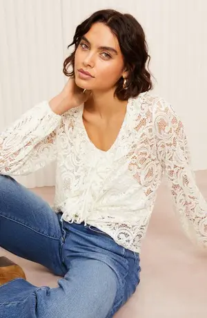 FRIENDS LIKE THESE Lace Ruffle Long Sleeve Top
