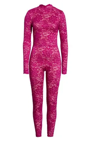 KILO BRAVA Lace Long Sleeve Catsuit - Boysenberry