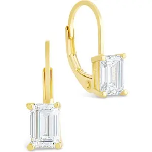 Sterling Forever Emerald Cut Cubic Zirconia Lever-back Earrings - Gold