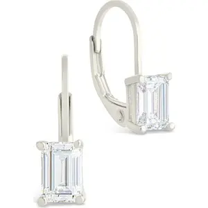 Sterling Forever Emerald Cut Cubic Zirconia Lever-back Earrings - Silver