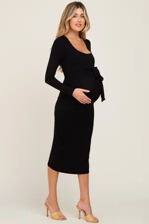 PINKBLUSH Square Neck Midi Dress - Black