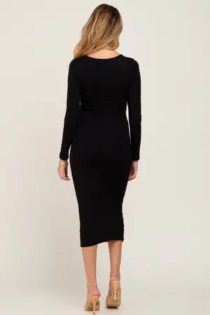 PINKBLUSH Square Neck Midi Dress - Black