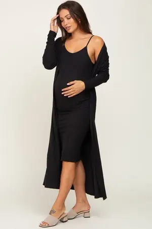 PINKBLUSH Ribbed Cardigan 2-piece Set - Black