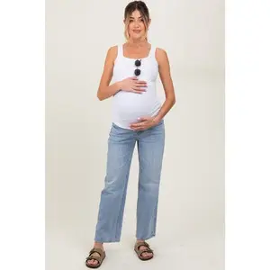 PINKBLUSH Straight Leg Ankle Maternity Jeans