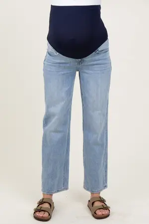 PINKBLUSH Straight Leg Ankle Maternity Jeans