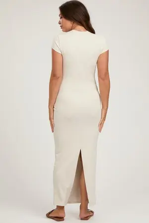 PINKBLUSH Fitted Short Sleeve Maternity Maxi Dress