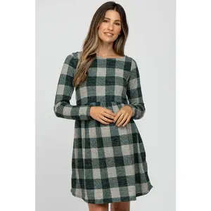 PINKBLUSH Plaid Knit Maternity Dress