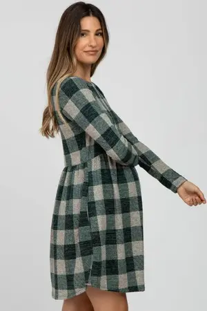 PINKBLUSH Plaid Knit Maternity Dress