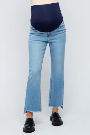 PINKBLUSH Raw Edge Crop Maternity Jeans