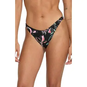 Volcom Dream In Bloom Rib Bikini Bottoms - Black Multi