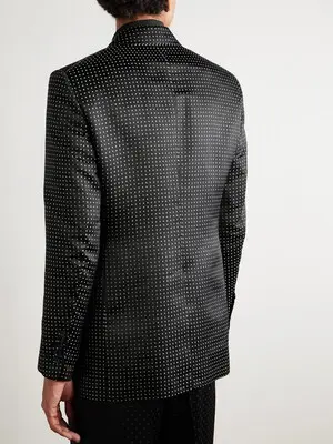 TOM FORD Double-breasted Polka-dot Mulberry Silk-duchesse Satin Tuxedo Jacket - Black